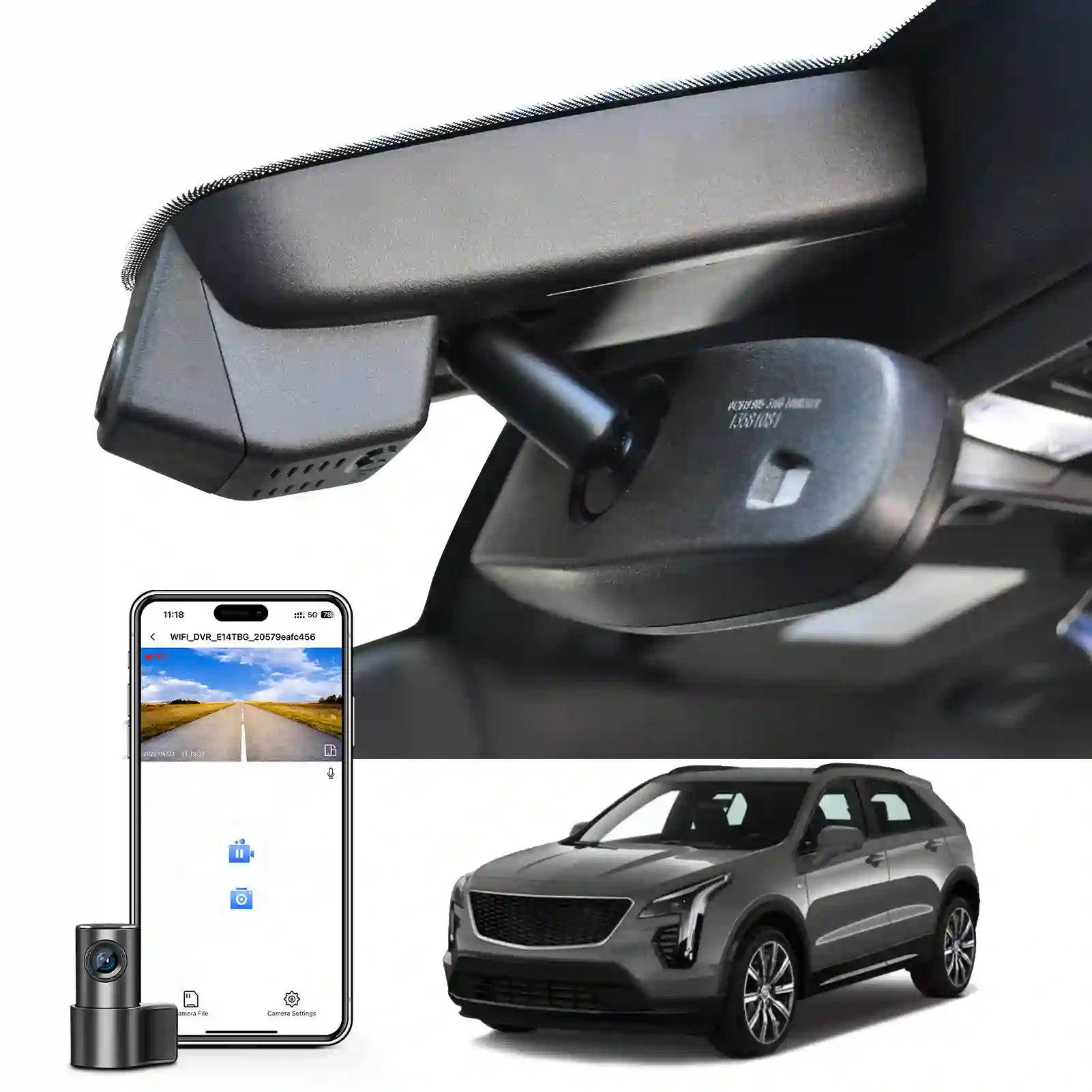 Front 4K & Rear 1080p Dash Cam for Cadillac XT4 2019-2023 (Model A), WiFi