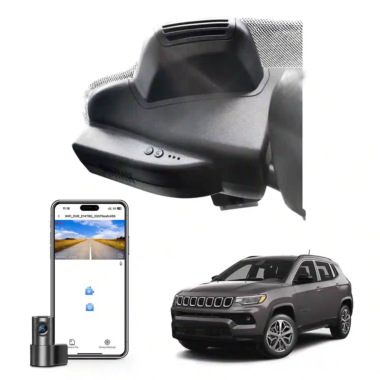 Accident Prevention Mangoal Front 4K & Rear 1080P Dash Cam for Jeep Compass