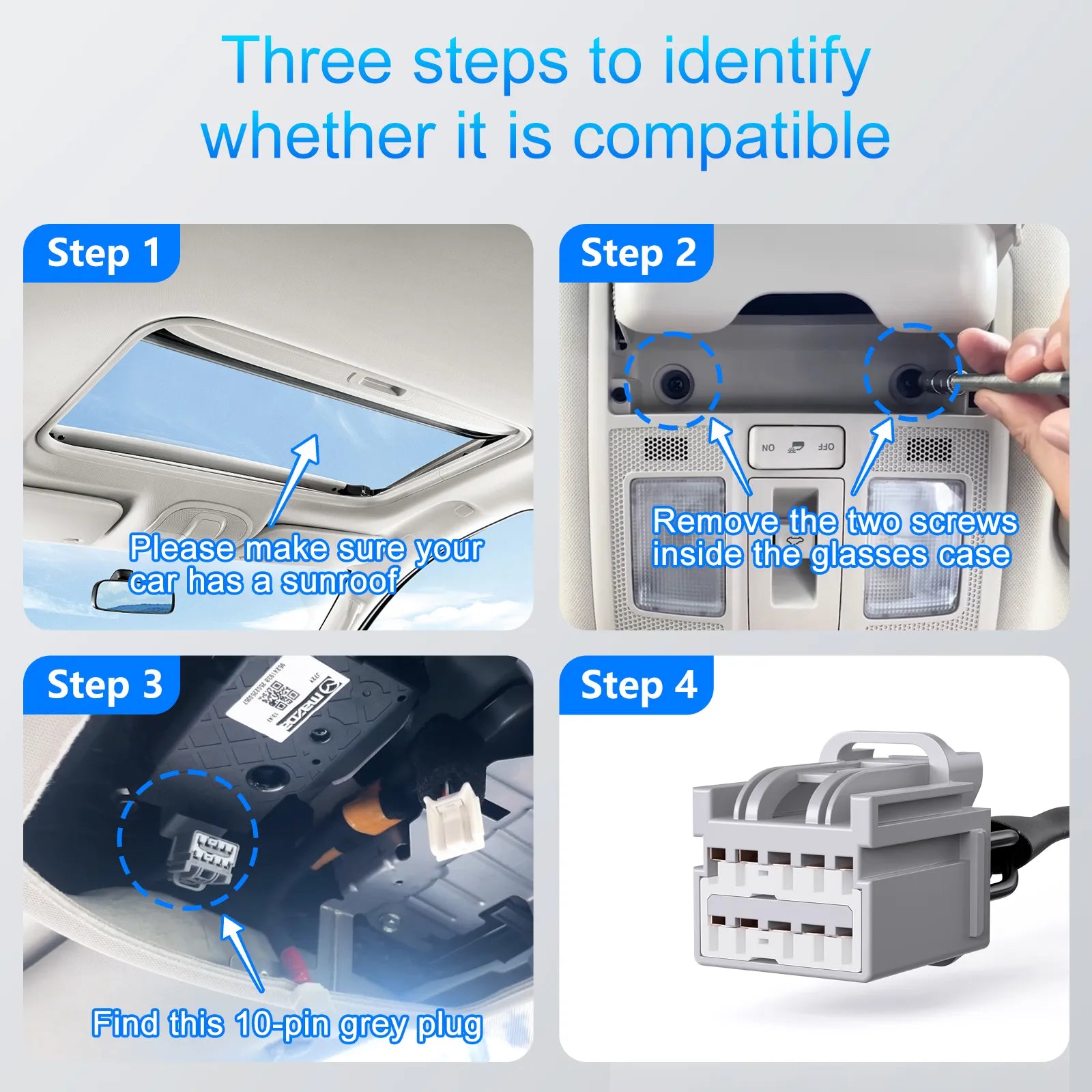 Dash Cam Power Adapter for Mazda with 10-Pin sunroof Plug